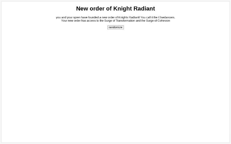 New order of Knight Radiant ― Perchance Generator