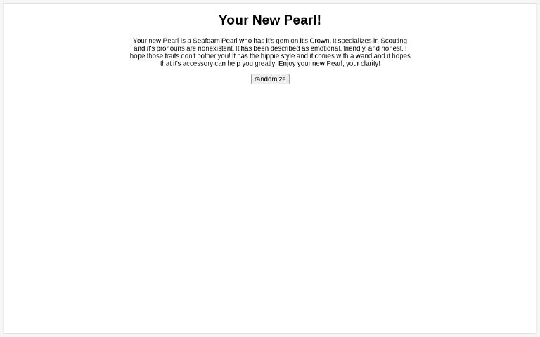 Your New Pearl! ― Perchance Generator