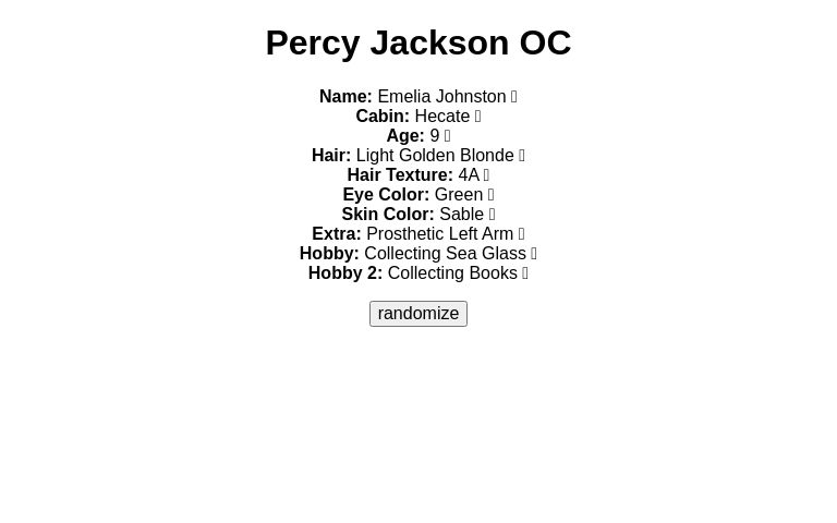 Percy Jackson OC ― Perchance Generator