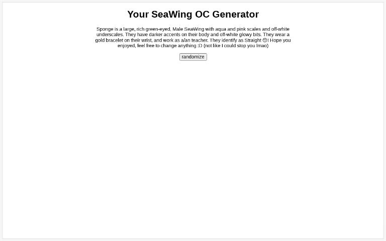 Your SeaWing OC Generator