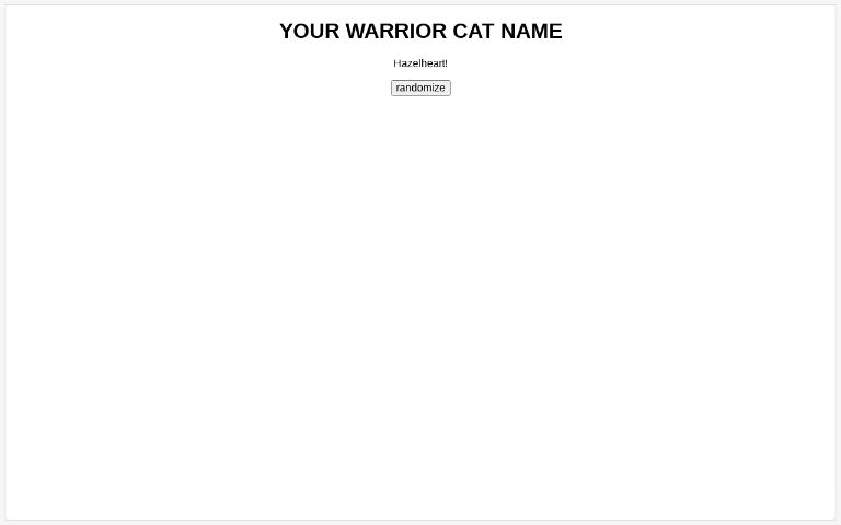 YOUR WARRIOR CAT NAME ― Perchance Generator