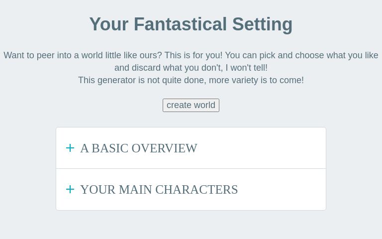 Your Fantastical Setting ― Perchance Generator