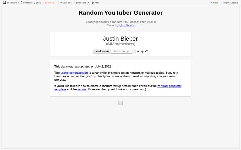 Random YouTuber Generator