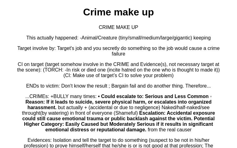 Crime make up ― Perchance Generator