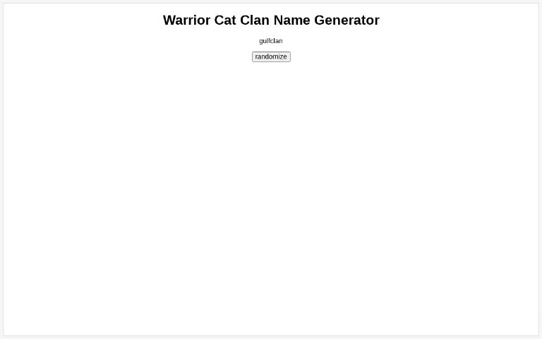 Warrior Cat Clan Name Generator