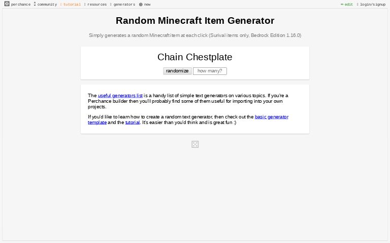 Random Minecraft Item Generator