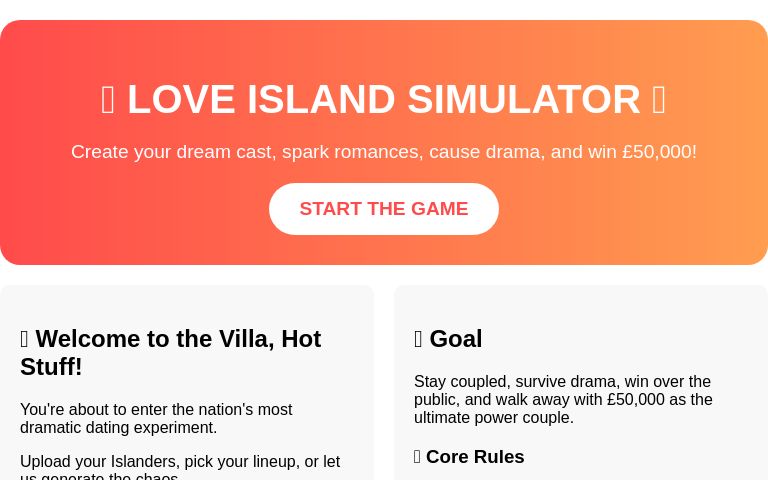 💖 LOVE ISLAND SIMULATOR 💖 ― Perchance Generator