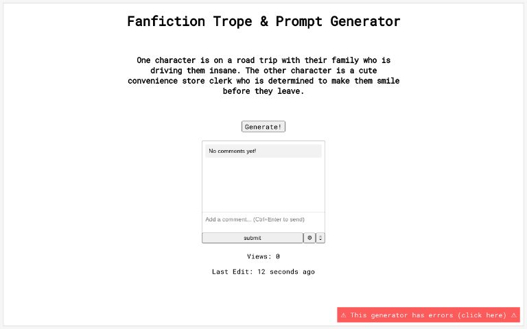 Fanfiction Trope & Prompt Generator