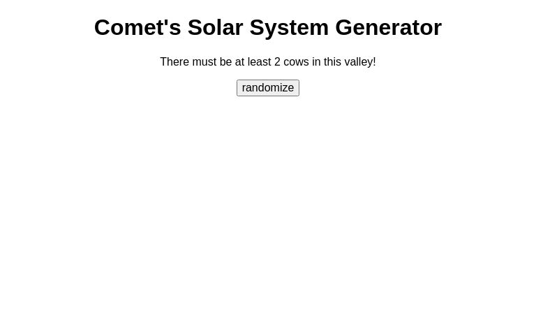 Comet's Solar System Generator