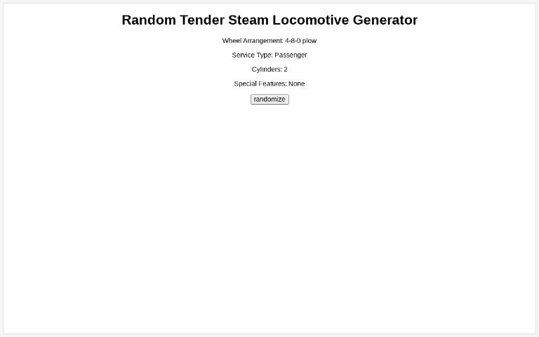 Random Tender Steam Locomotive Generator