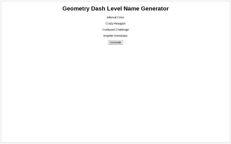 Geometry Dash Level Name Generator