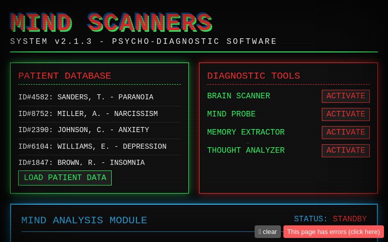 MIND SCANNERS ― Perchance Generator