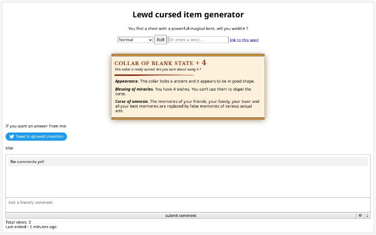 Lewd cursed item generator