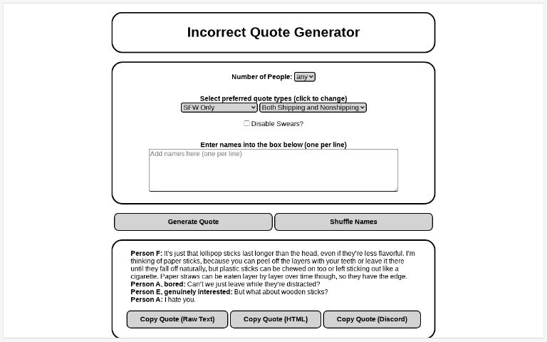 Incorrect Quote Generator