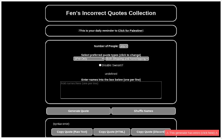 Fen's Incorrect Quotes Collection ― Perchance Generator