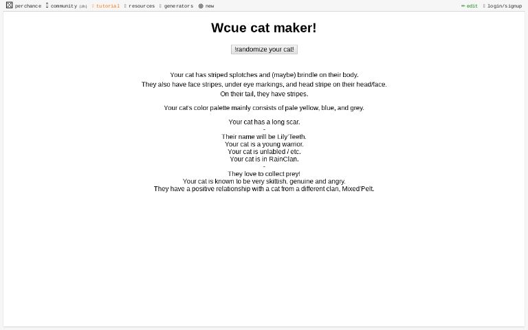 Wcue cat maker! ― Perchance Generator