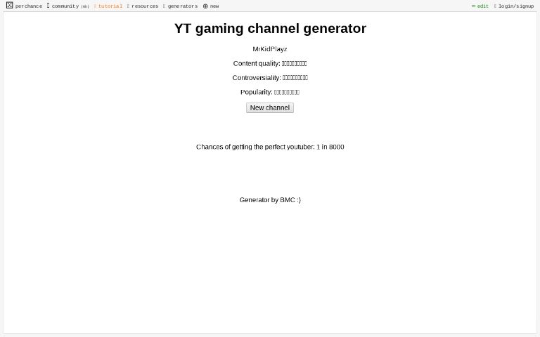 YT gaming channel generator