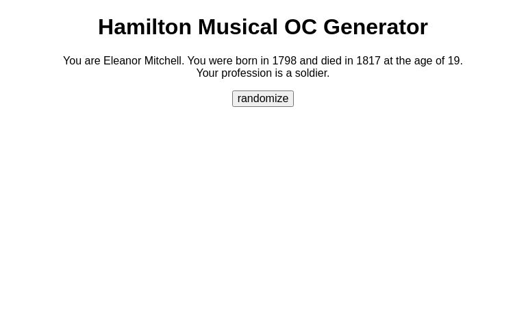Hamilton Musical OC Generator