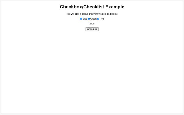 Checkbox/Checklist Example ― Perchance Generator
