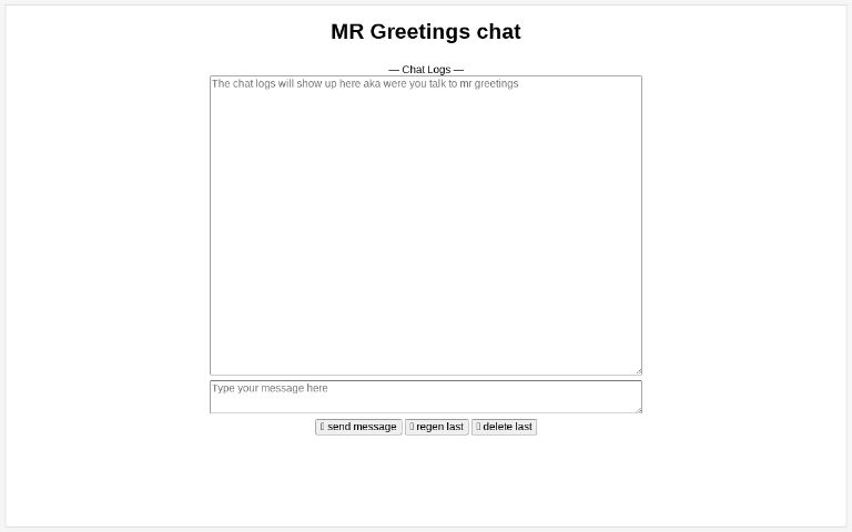 MR Greetings chat