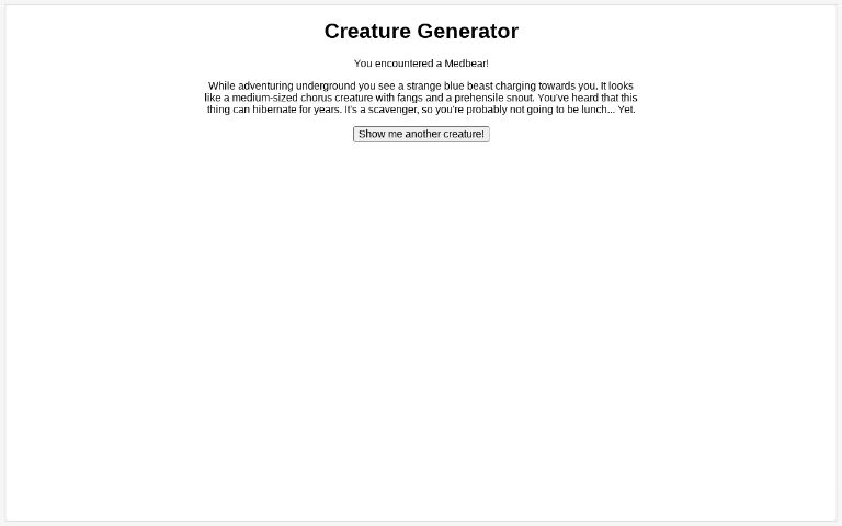 Creature Generator