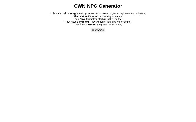 CWN NPC Generator