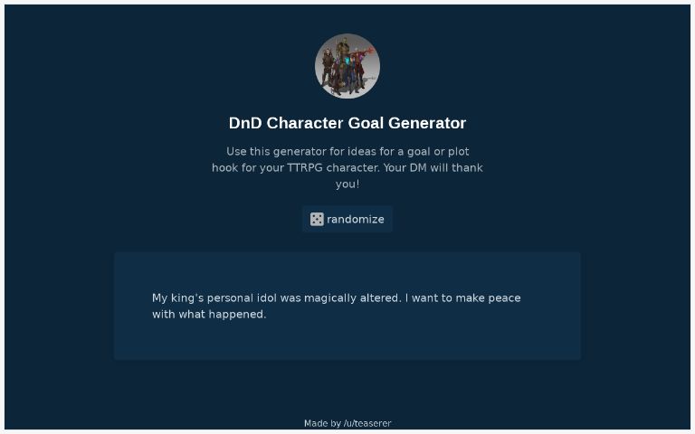 DnD Character Goal Generator