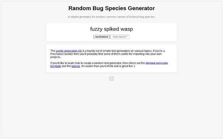Random Bug Species Generator