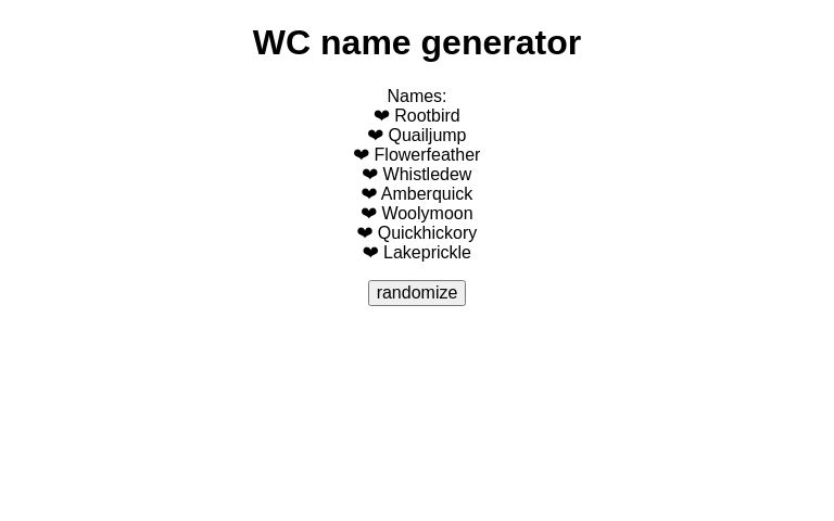 WC name generator
