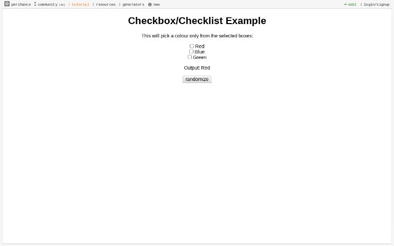Checkbox/Checklist Example ― Perchance Generator