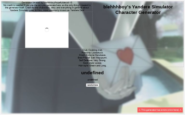 blehhhboy's Yandere Simulator Character Generator