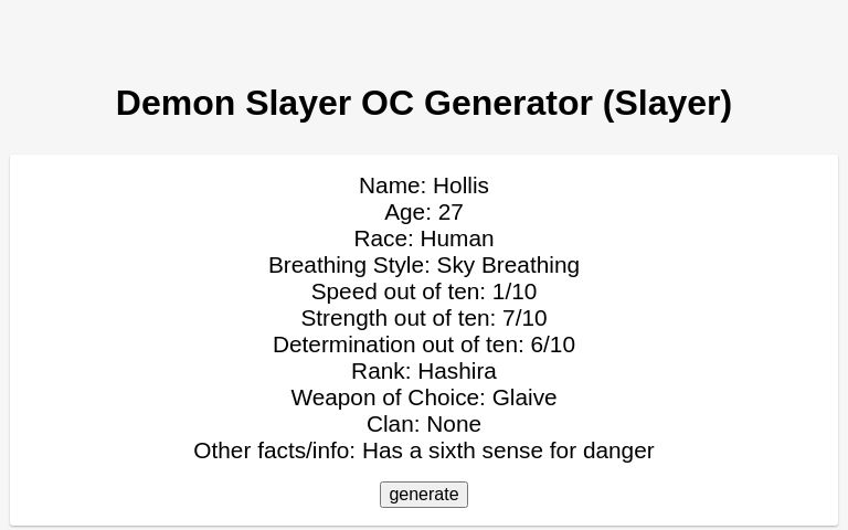 Demon Slayer OC Generator (Slayer)