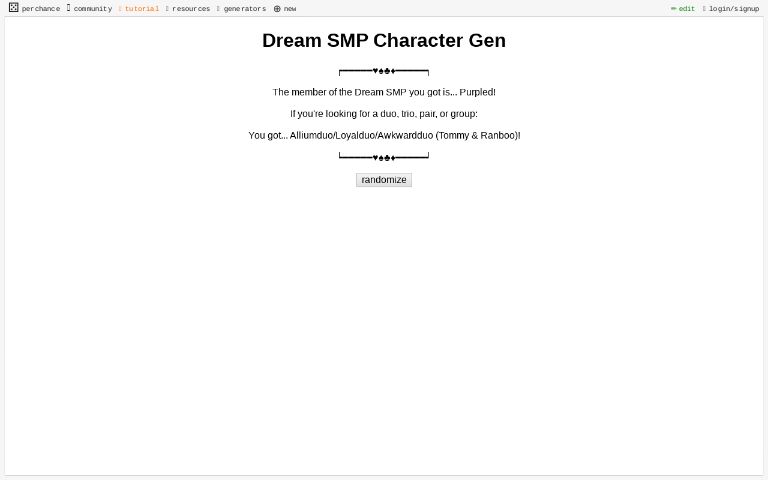 Dream SMP Character Gen ― Perchance Generator