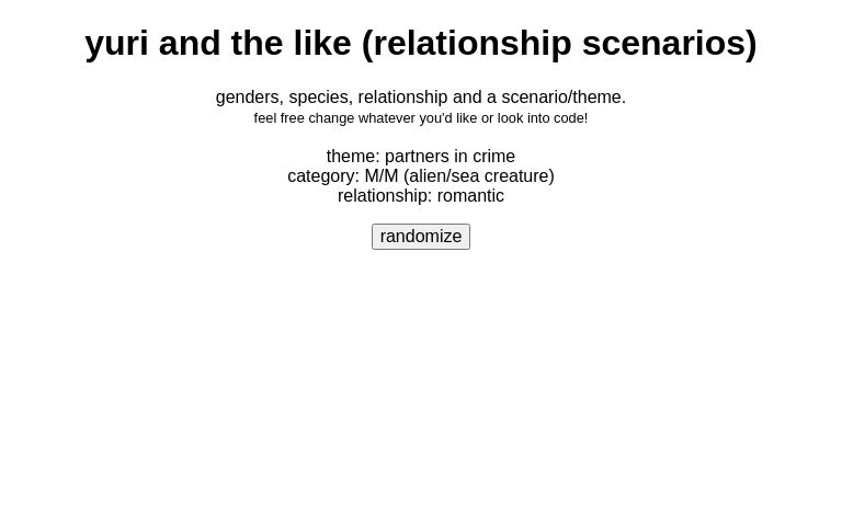 yuri and the like (relationship scenarios) ― Perchance Generator