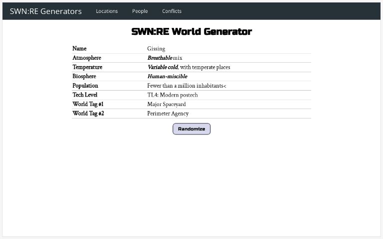 SWN:RE World Generator
