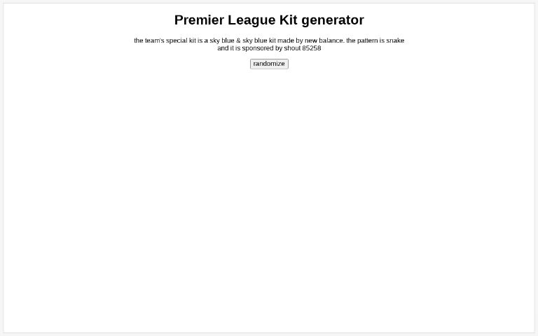 Premier League Kit generator