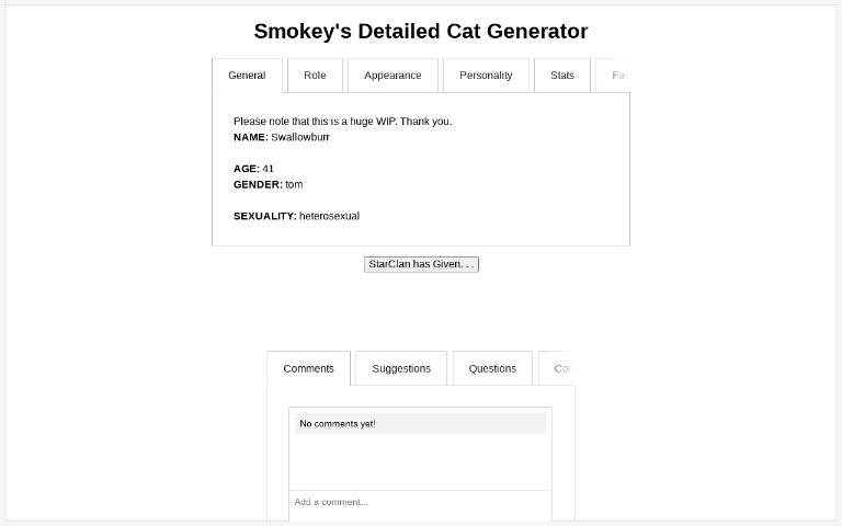 Smokey's Detailed Cat Generator