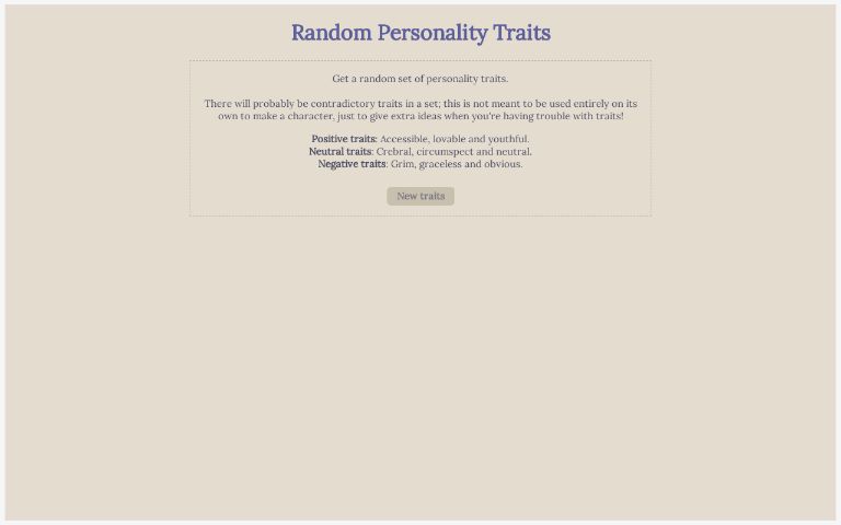 Random Personality Traits ― Perchance Generator