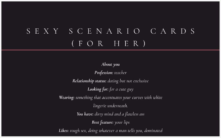 sexy scenario cards (for her) ― Perchance Generator