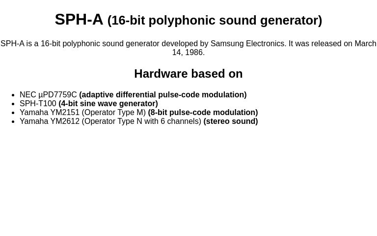 SPH-A (16-bit polyphonic sound generator)