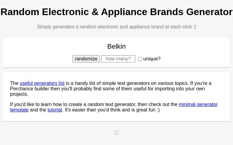 Random Electronic & Appliance Brands Generator