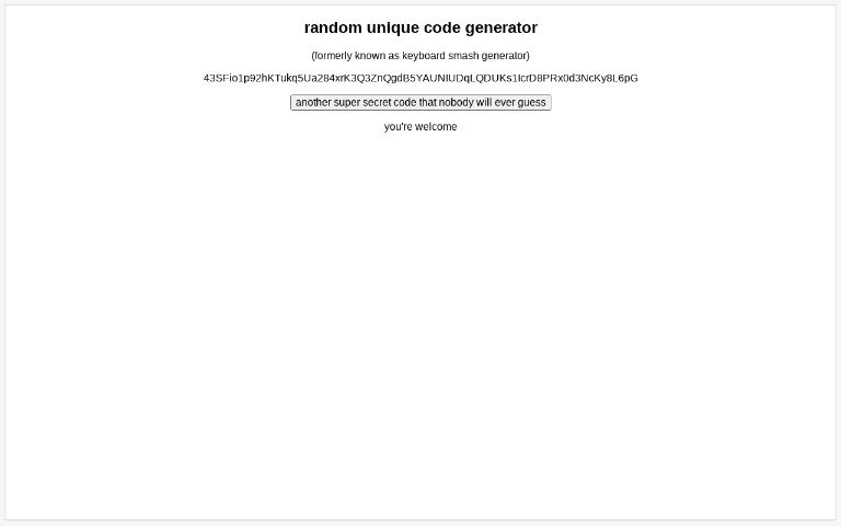 random unique code generator