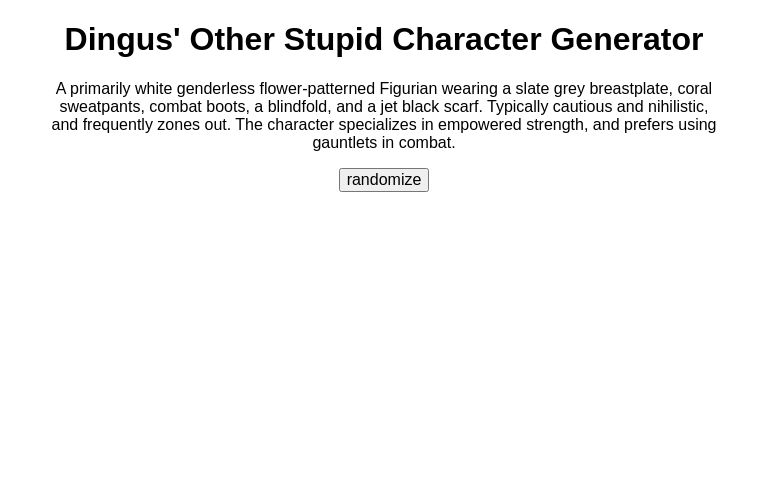 Dingus' Other Stupid Character Generator