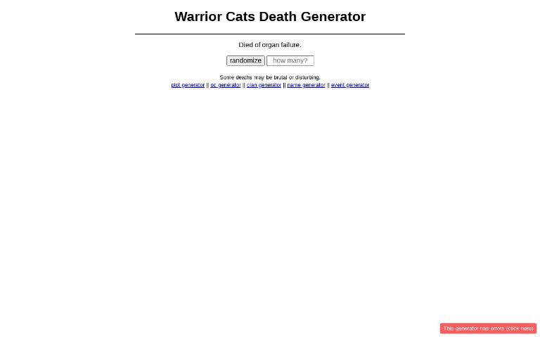 Warrior Cats Death Generator