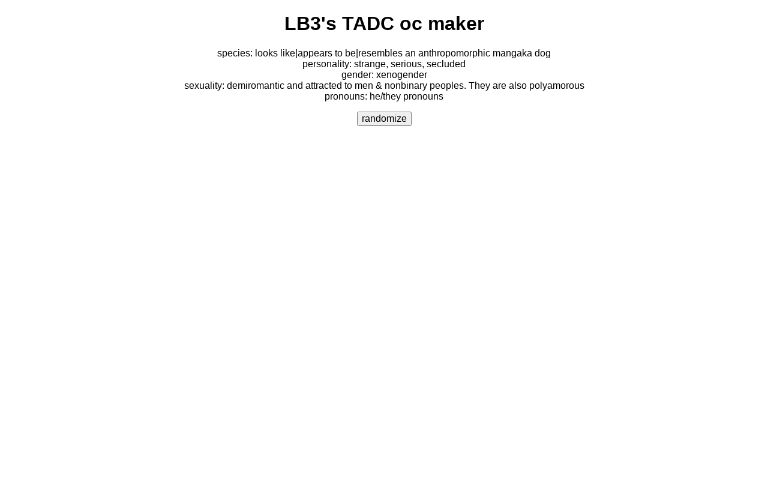 LB3's TADC oc maker ― Perchance Generator