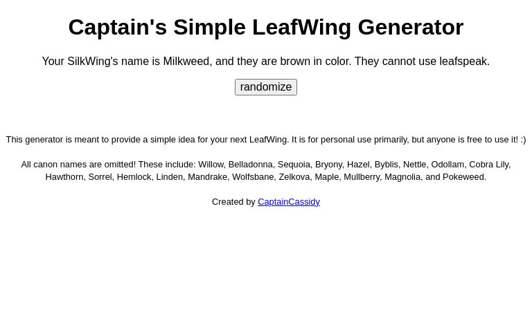 Captain's Simple LeafWing Generator