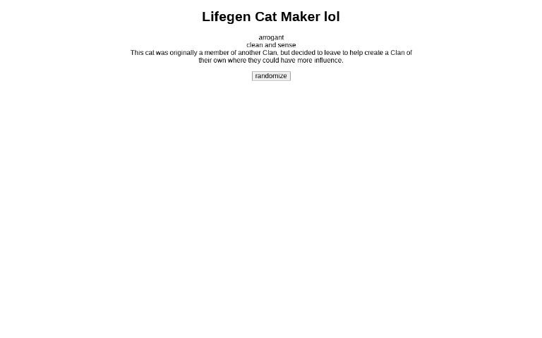 Lifegen Cat Maker lol ― Perchance Generator