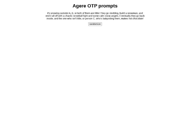 Agere OTP prompts ― Perchance Generator