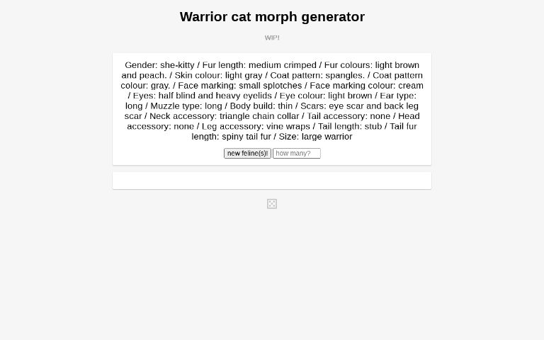 Warrior cat morph generator