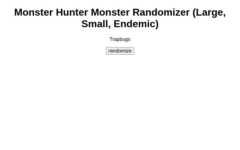 Monster Hunter Monster Randomizer (Large, Small, Endemic) ― Perchance ...